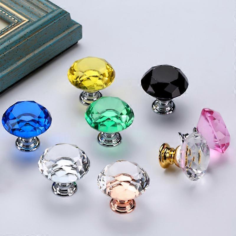 6Pcs Ultra-light 40mm k9 Crystal Glass Zinc Alloy Cabinet Drawer Handle ...