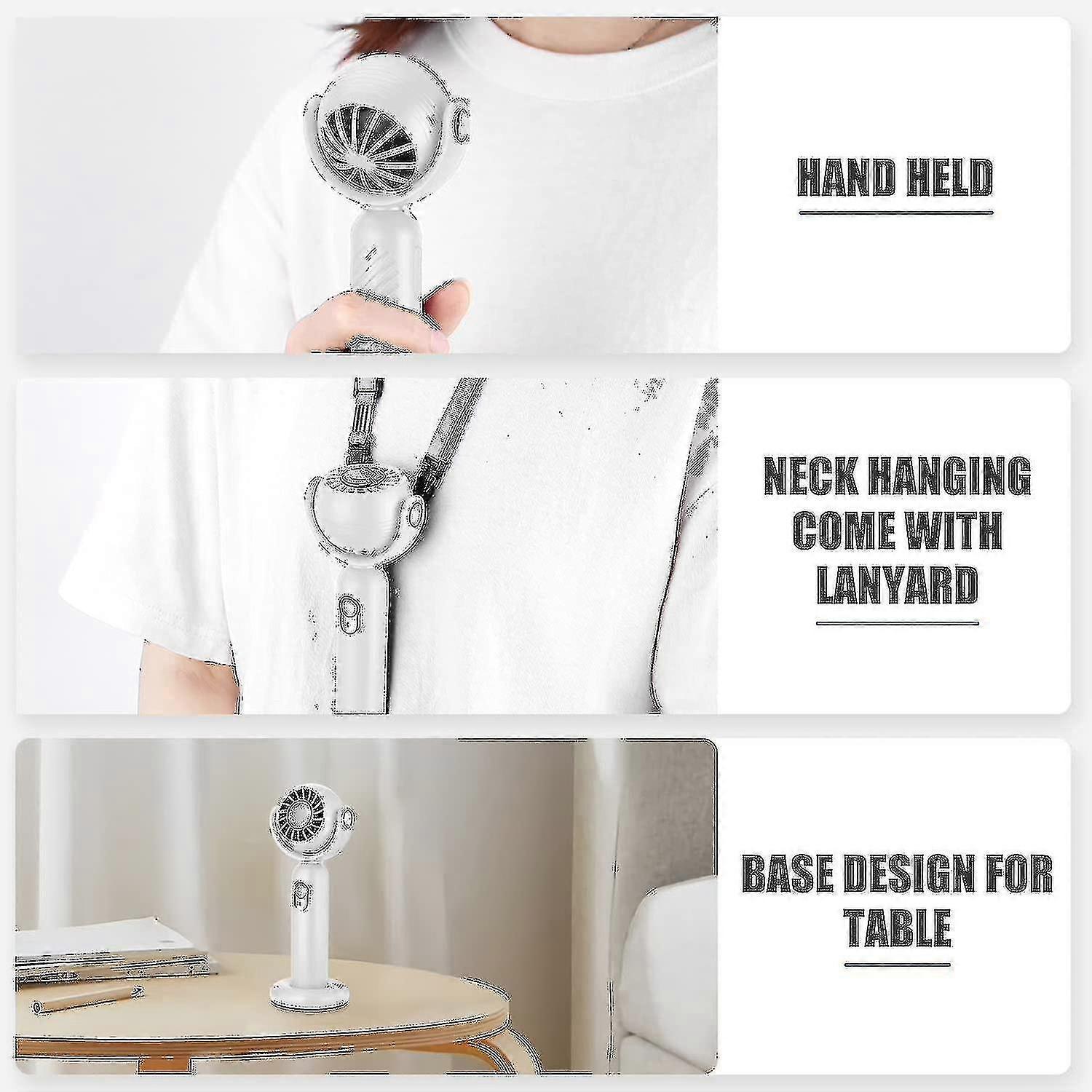 Mini Portable Fan, Handheld Fan Strong Winds 3 Speeds, Desk Fan With ...