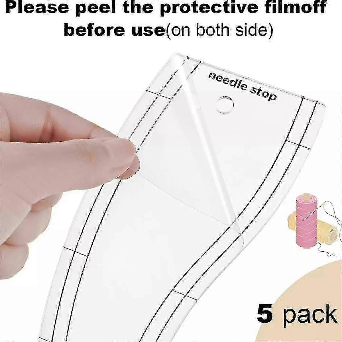 5 Pcs Acrylic Wave Ruler Quilting Stencils DIY Drawing Template Measure ...