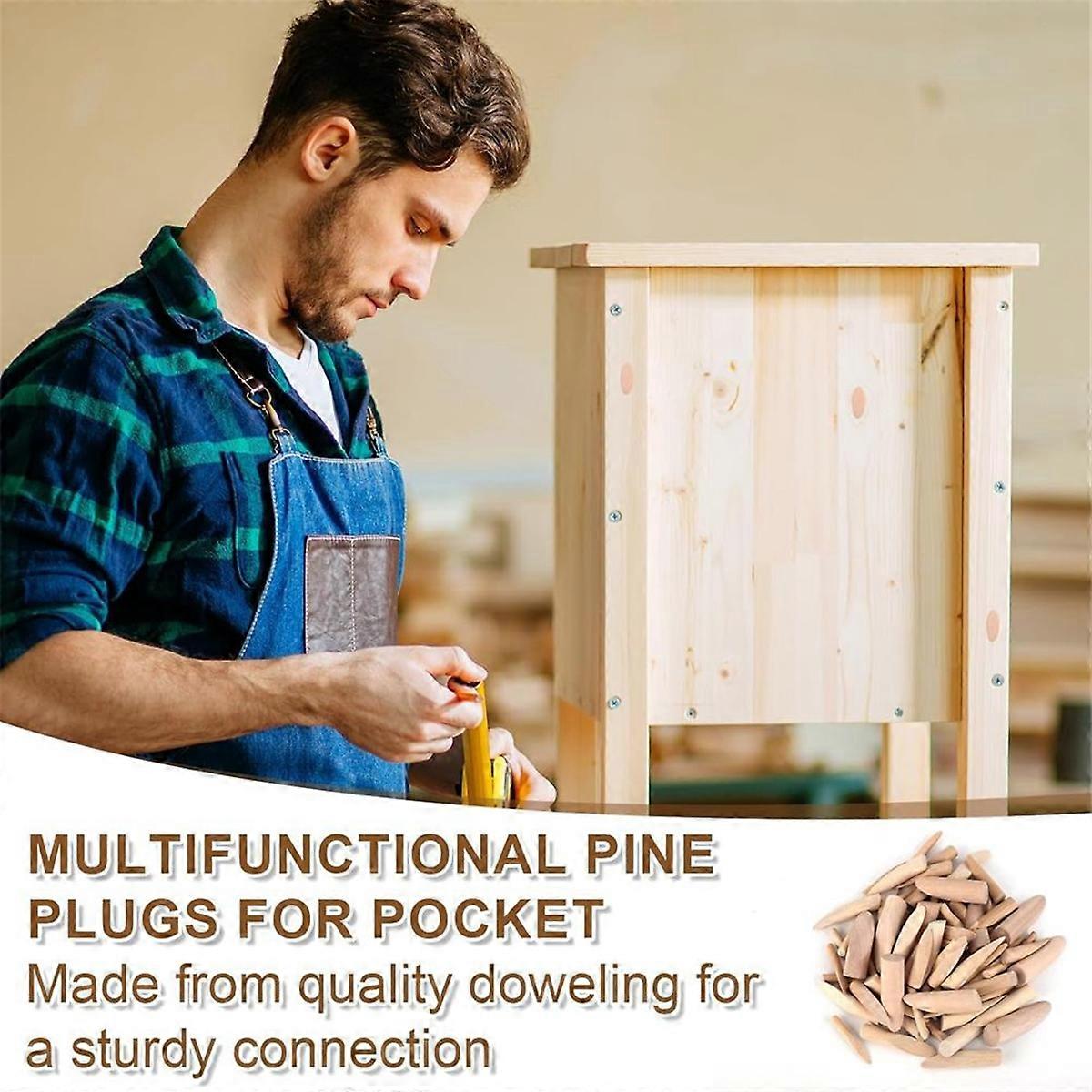 80pcs Wooden Pocket Hole Plugs, 4 Sizes Combination Wood Plugs Screw ...