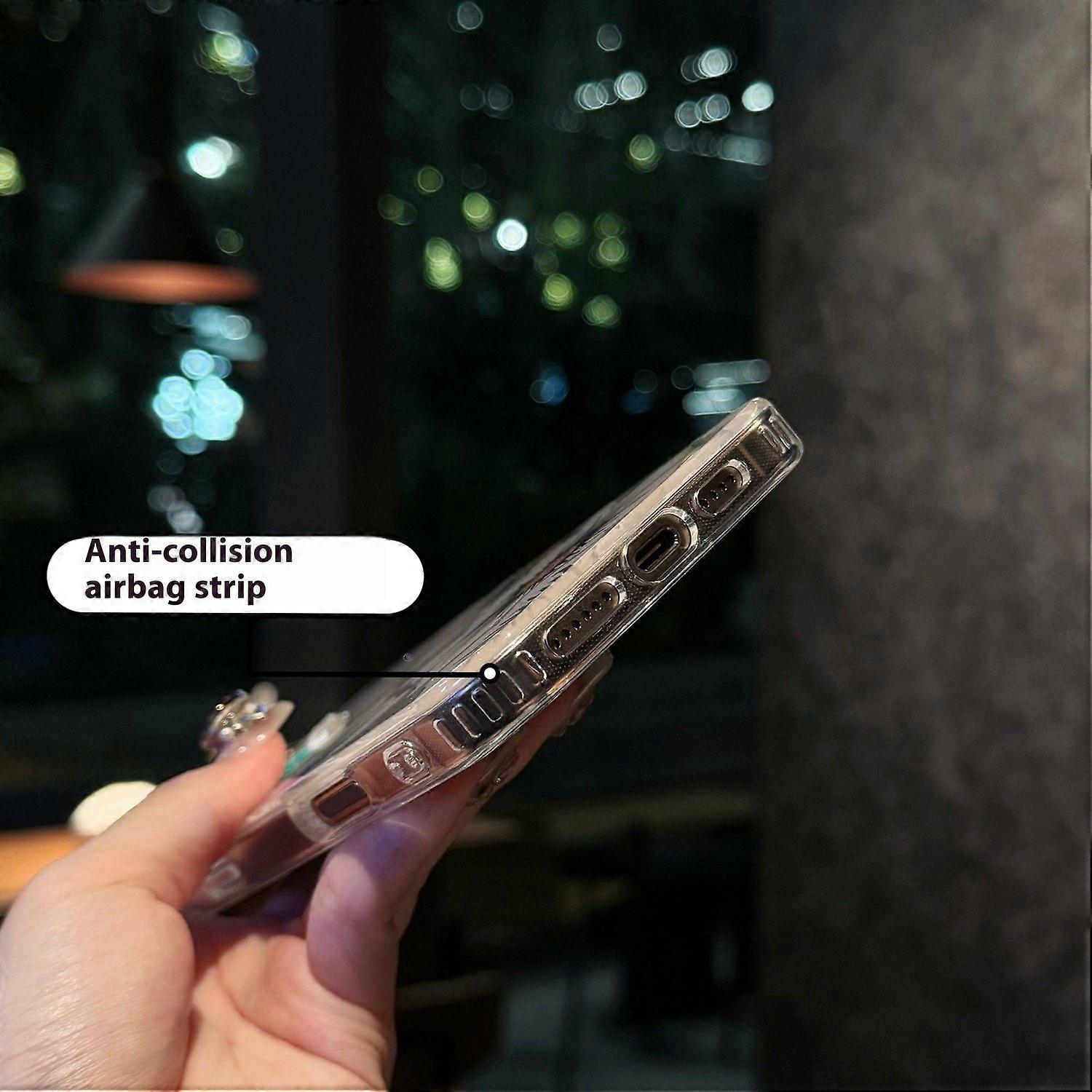 For iPhone 15 Pro Case Laser Flower IMD PC+TPU Clear Phone Cover ...