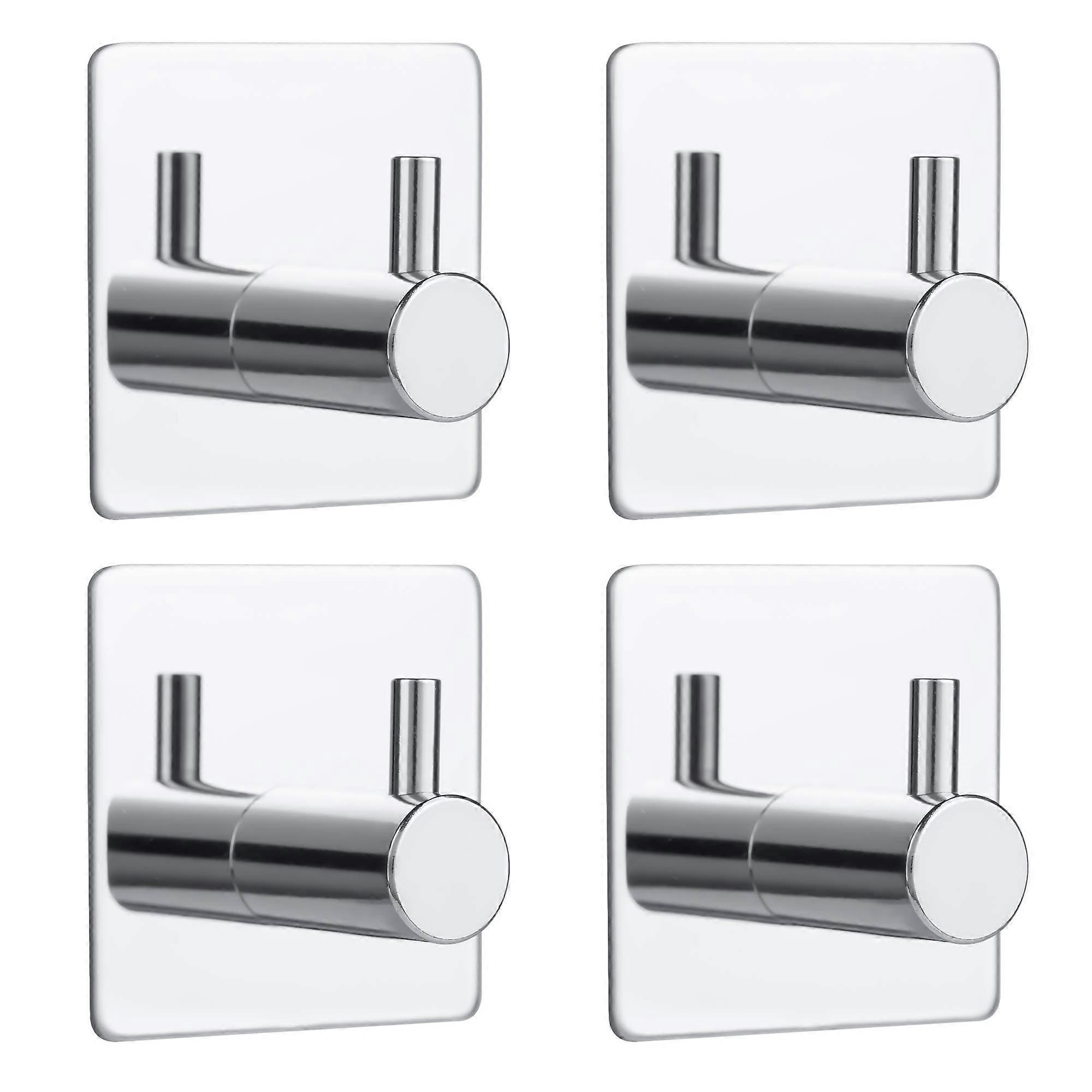 4pcs Package silver adhesive wall hooks, adhesive chrome hooks bath ...