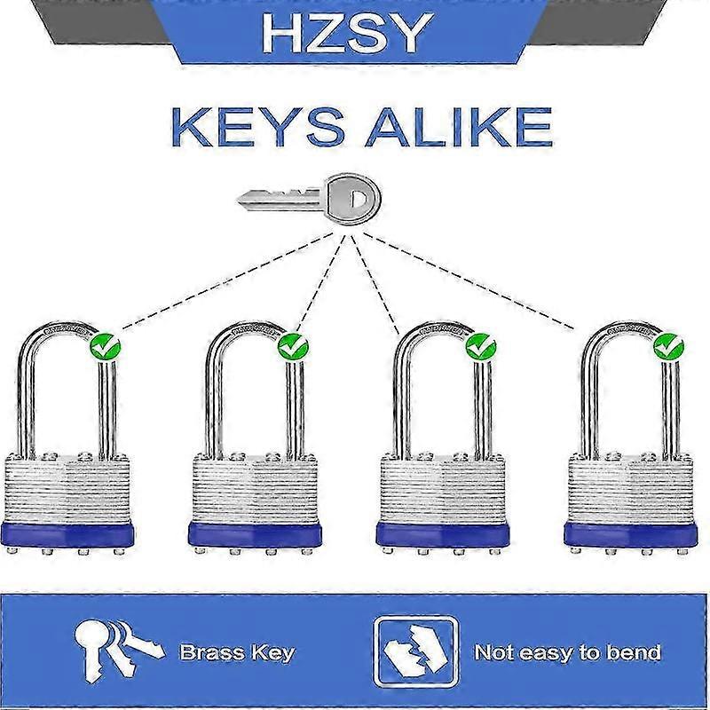 12 Pack Keyed Alike Padlocks 40mm Laminated Steel Long Shackle | Fruugo UK