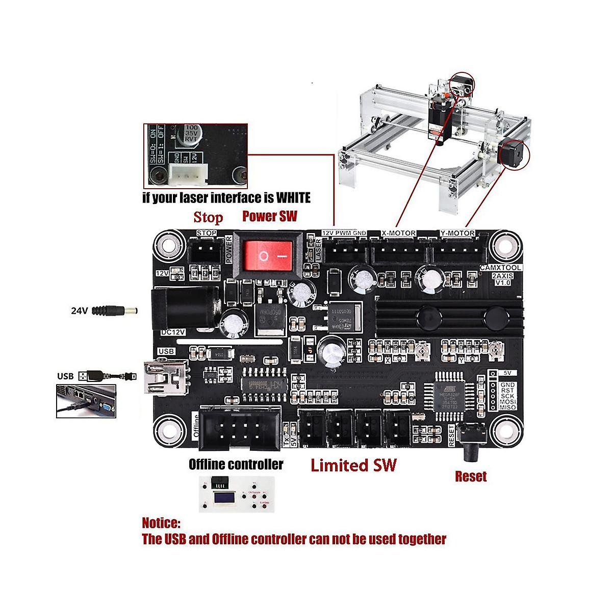Grbl 2-axis Control Board Usb Port Engraving Machine Control Board 2 ...