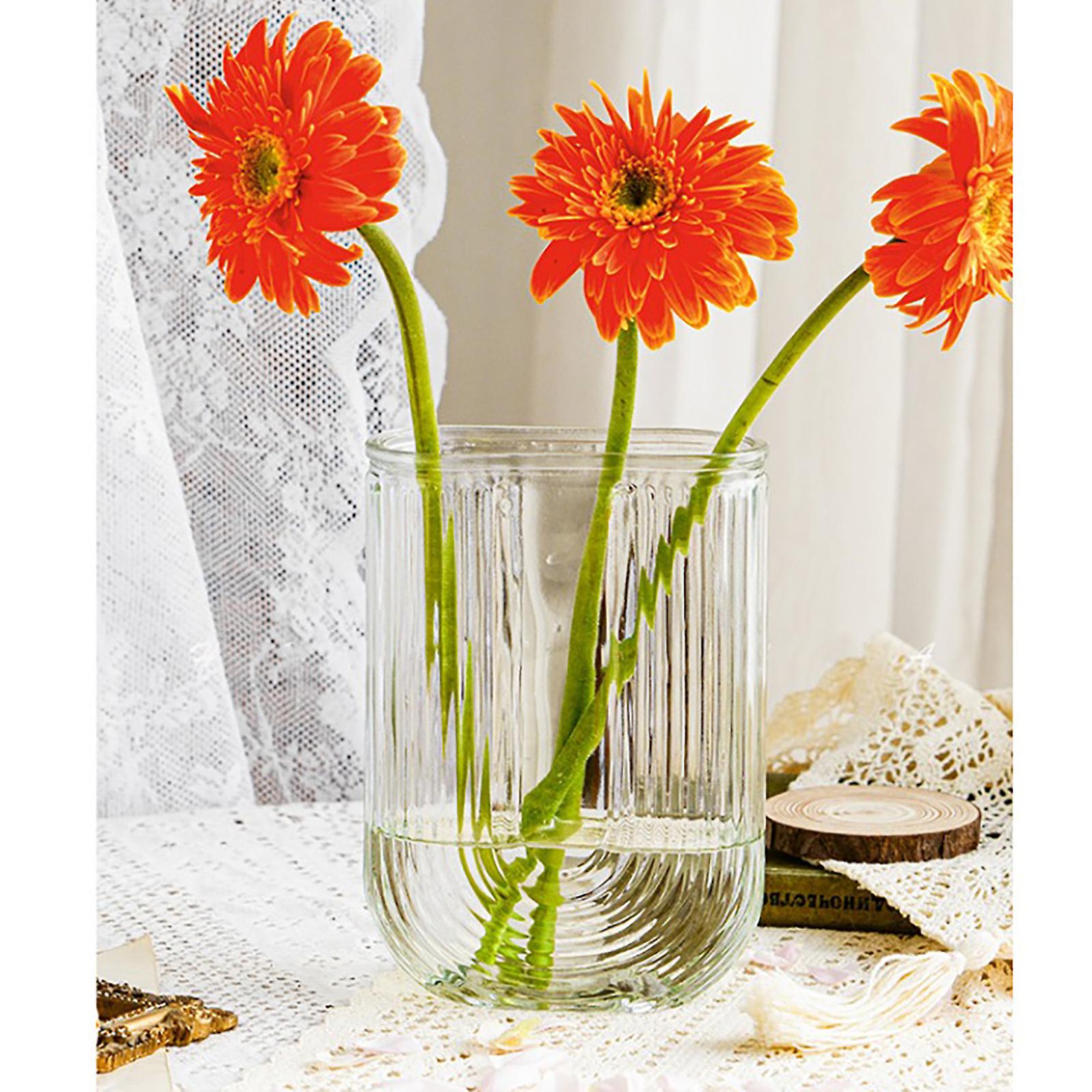 Clear Glass Vase, Flower Vase For Centerpieces, Ribbed Vase, Tall Vase ...