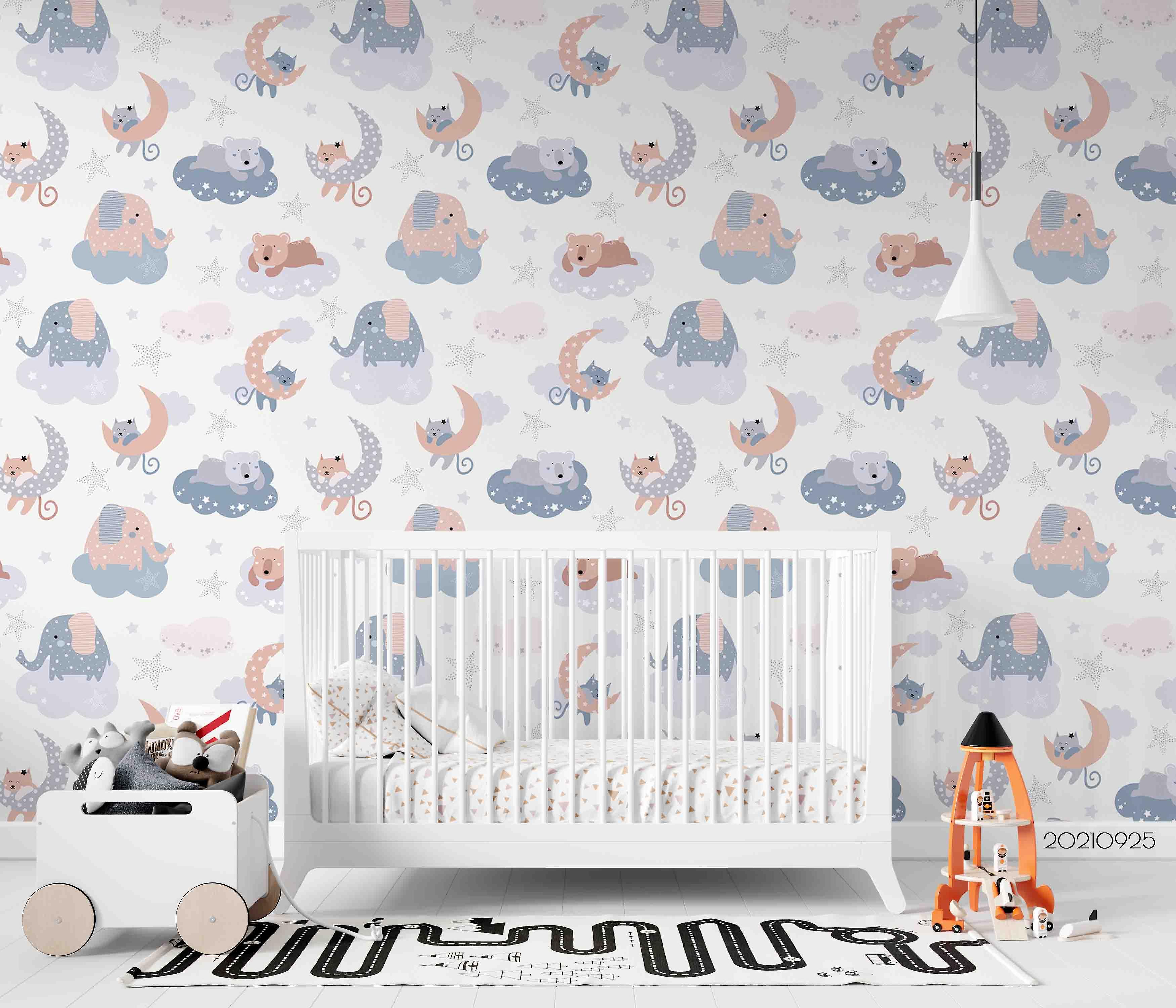 3d tecknad film, djur, elefant, måne, väggmålning, tapet, lqh 302 | Fruugo SE