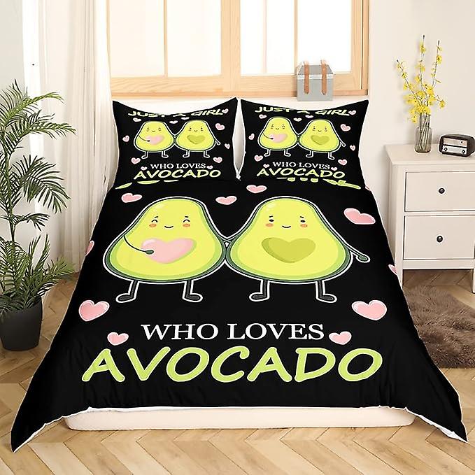 Girls Avocado Bedding Set Kids Cute Cartoon Avocado Duvet Cover for ...