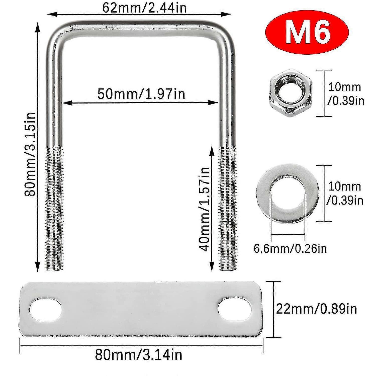 4 Pieces Fixing Clamp, U Bolt Fixing, U Bolt, Roof Box Fixing, Durable ...