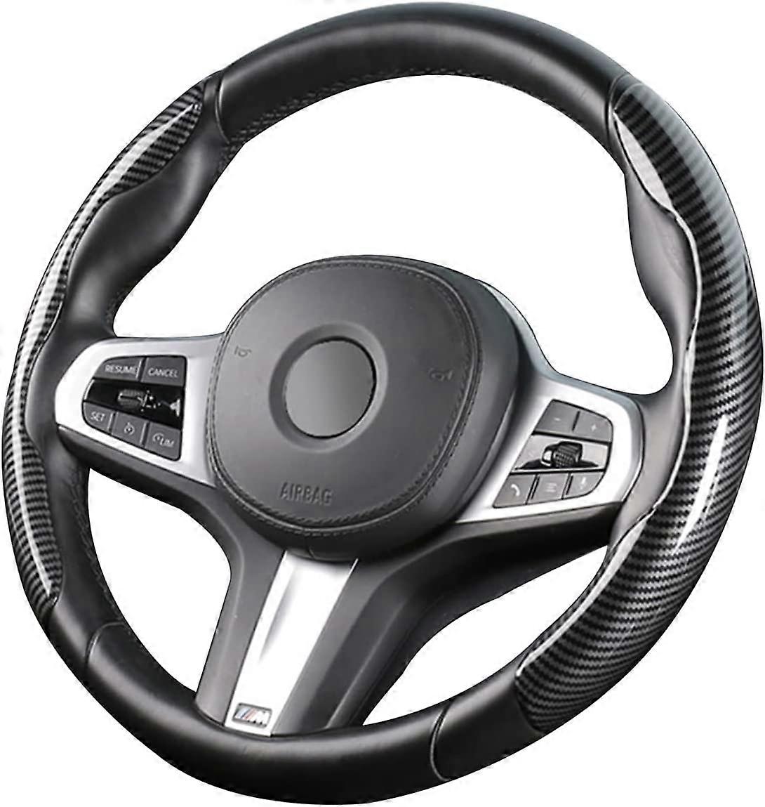 2 PC Car Steering Wheel Cover , Anti-slip Breathable CarbonMicrofiber ...