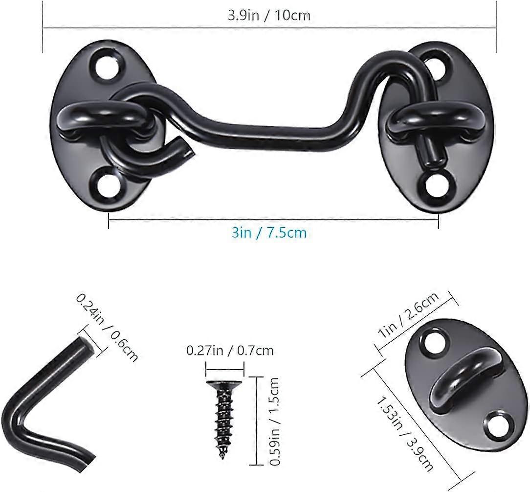 Cabin Hook 2 Pieces Door Lock Hook, Black Stainless Steel Door Hook ...
