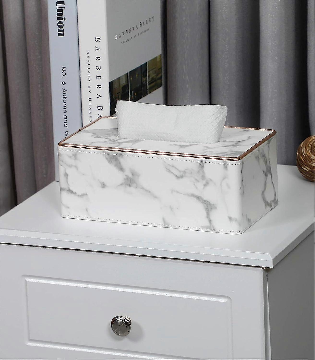 Tissue Box Cover Rectangular PU Leather Facial Tissue Dispenser Box ...