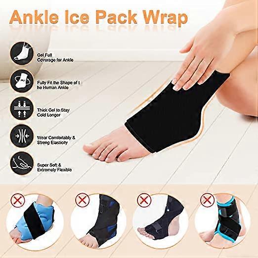 (Black)Ankle Ice Pack Wrap for Injuries Reusable Foot Ice Pack ...
