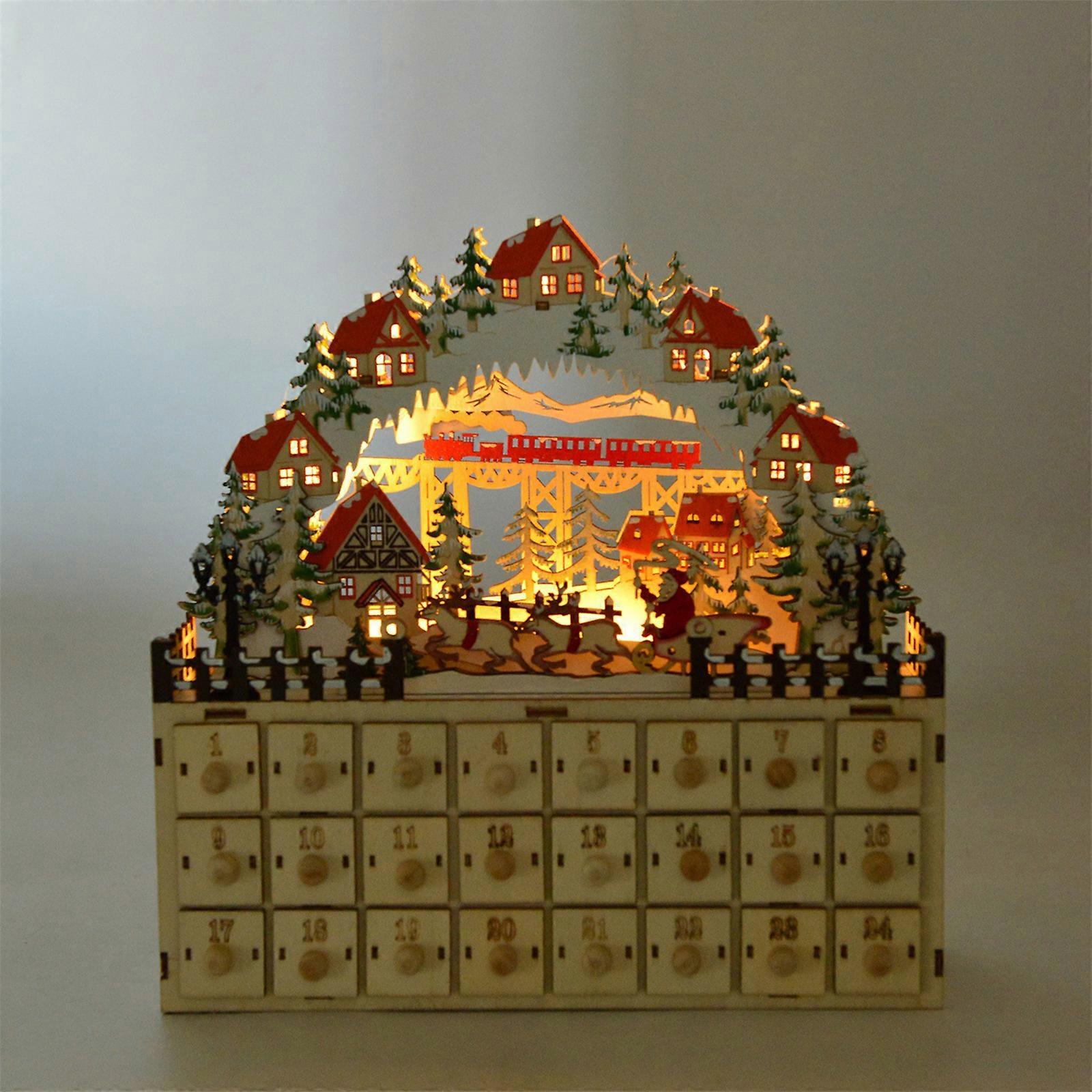 Yuletide Celebration Wood Advents Calendar Convenient Christmas ...