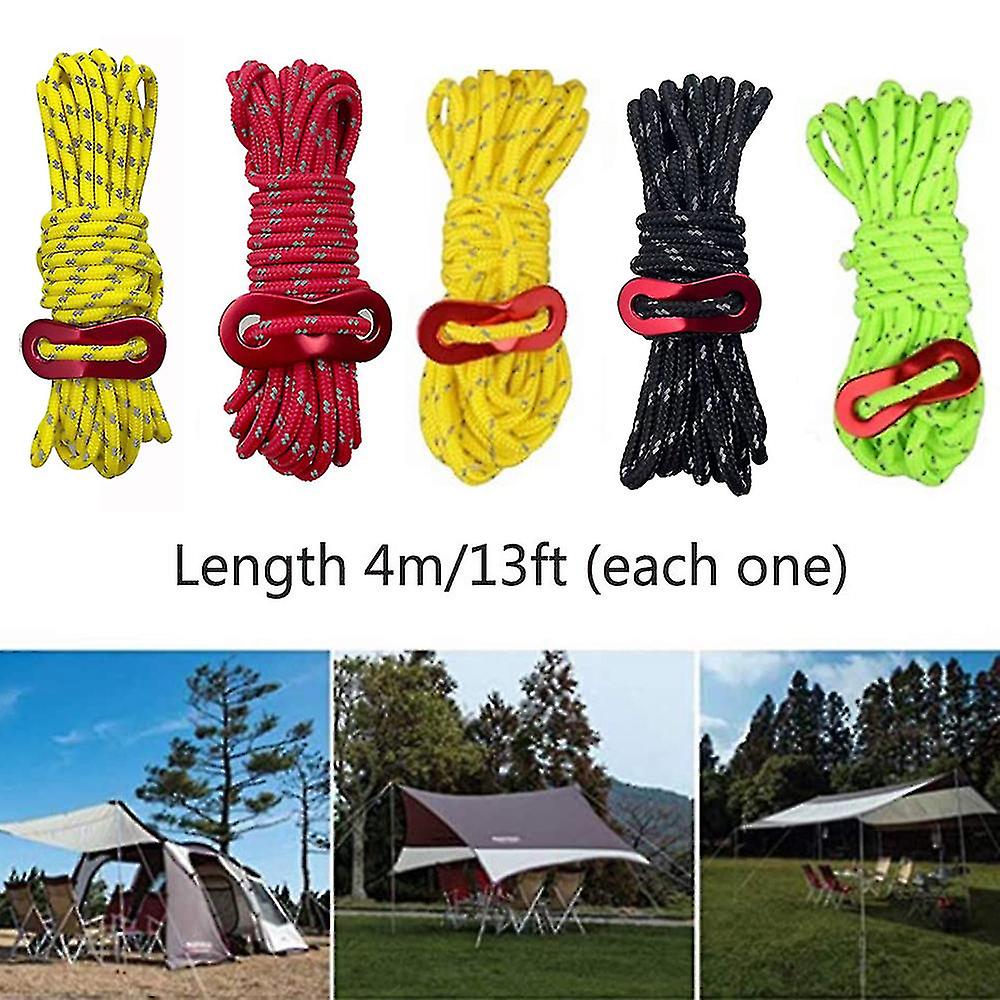 8 Button Heavy Duty Camping Rope - 3.5mm Outdoor Reflective Guy Lines ...