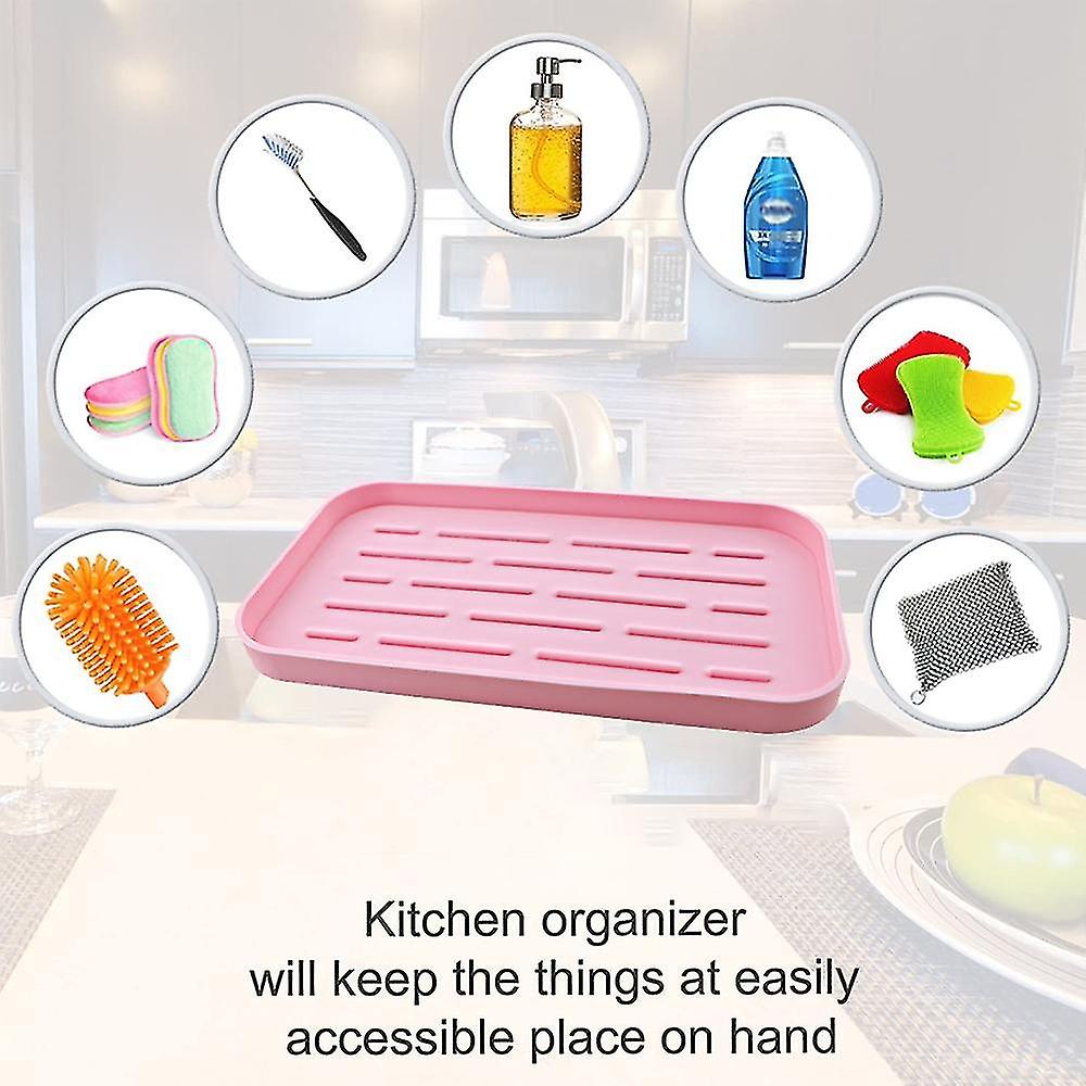 Sponges Holder - Kitchen Sink Organizer Silicone Tray For Sponge, Soap ...