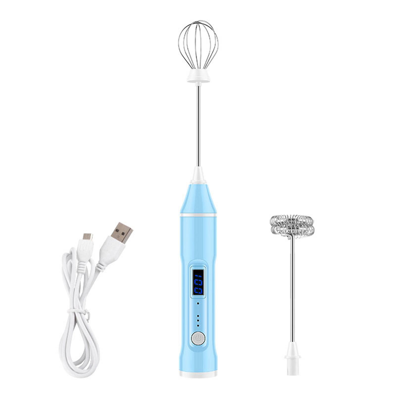 USB Hand Blender Mini Handheld Mixer with 2 x Whisk Egg Beater with LCD ...