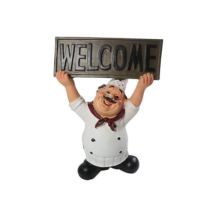 15016C Italian Chef Figurines Kitchen Decor with Welcome Sign Board ...