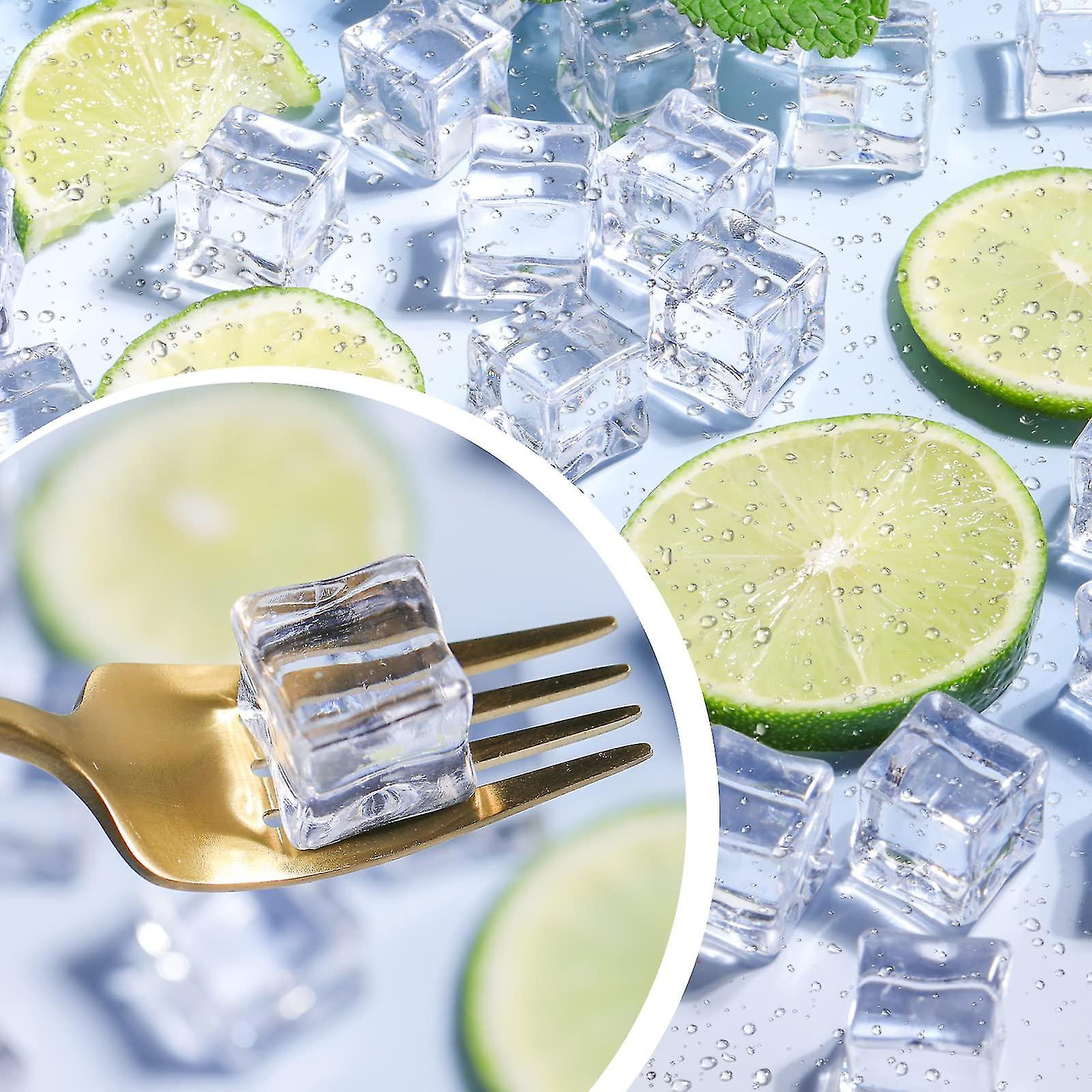 100 Pieces Clear Fake Ice Cubes Square Acrylic Gems Acrylic Clear Ice ...