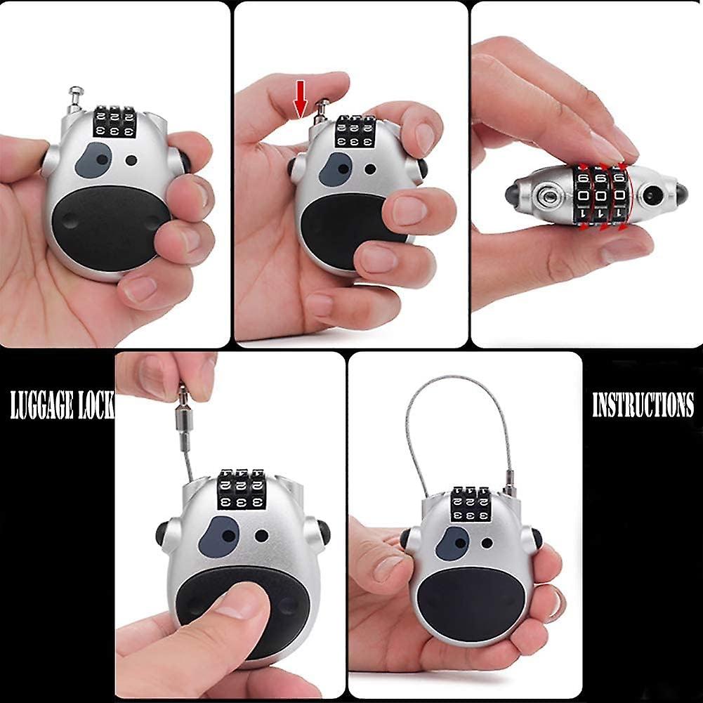 Combination Lock for Bike, Compact Cable Lock, 3 Digit Combination Lock ...