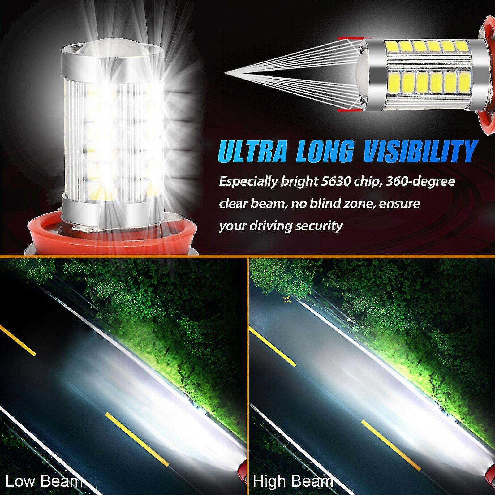 4x H8 H9 H11 Led Headlight Bulb Kit High/low Beam Super Bright 6500k Xenon White | Fruugo DE