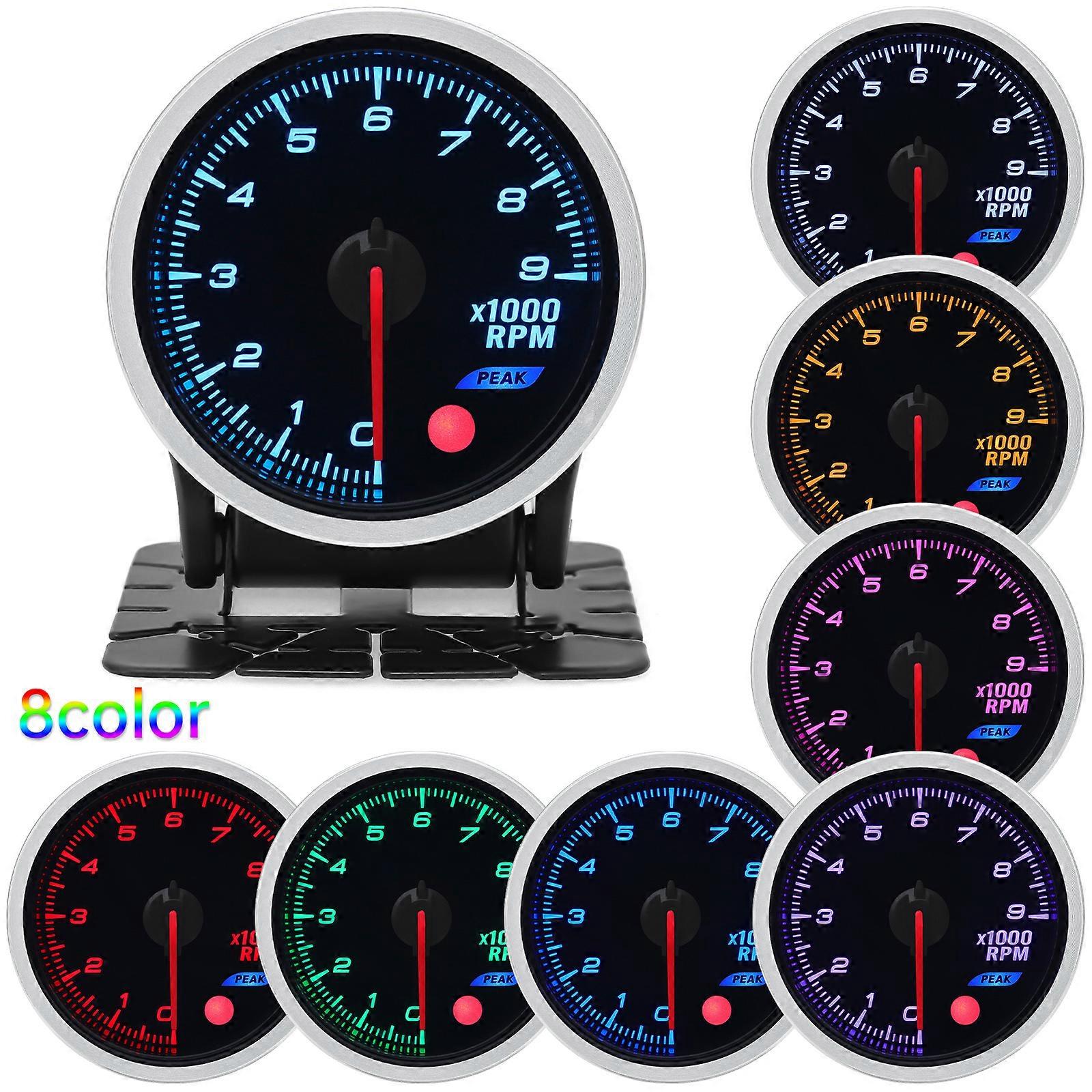 2" 52mm 8 Colors LED Dual Display Tachometer Turbo Boost Water Temp Oil ...