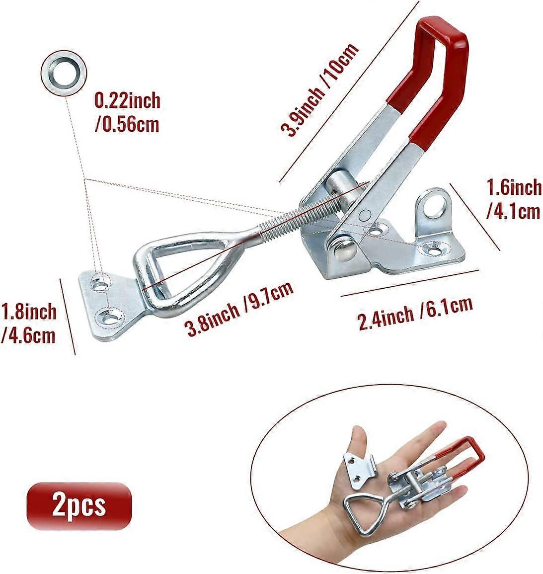 2 PCS Heavy Duty Toggle Clamp Latch 4003 Adjustable Latch Hardware 1320Lbs Holding Capacity ...