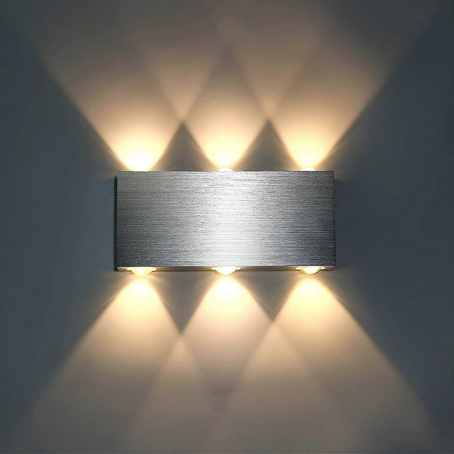 LED Wall Light Indoor Living Room Up & Down Wall Light Silver Brushed ...