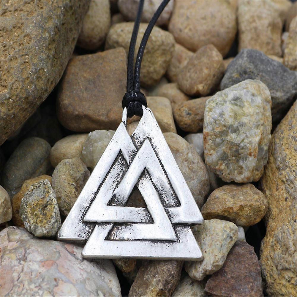 Viking jewelry Triangle Trinity Men Necklace Antique Valknut Rune ...