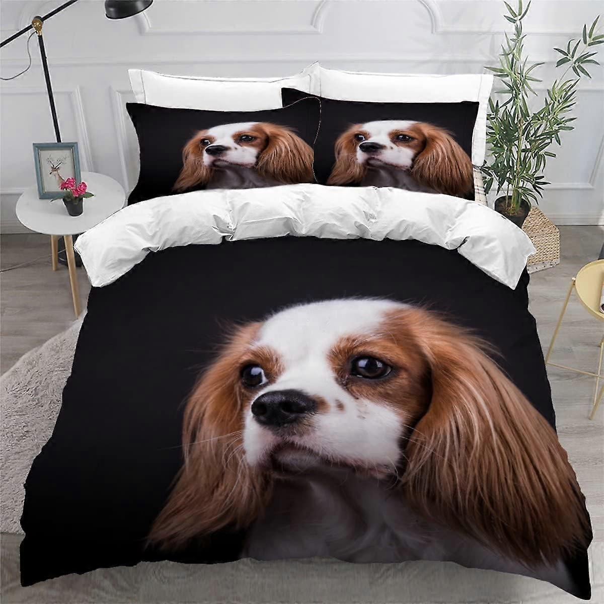 3D Pet Dog Duvet Cover,Cavalier King Charles Spaniel Bedding Set,Black ...