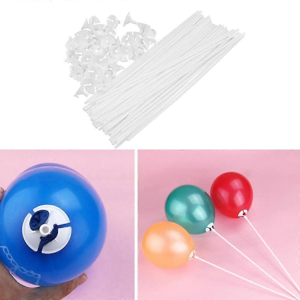 Balloon Sticks and Cups 50 Sets Balloon Stand Holder Kit White Plastic ...