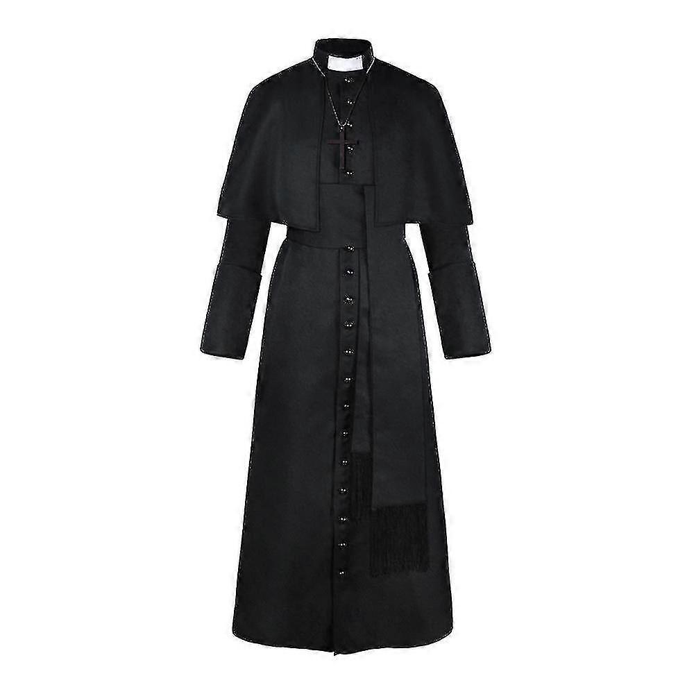 Solid Pastor Cos Costume Halloween Priest Medieval Retro Cosplay ...