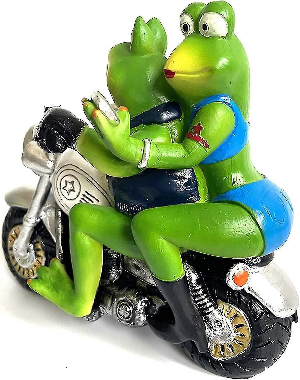 Garden Statue - Frog Sitting On Motorcycle - Resin Frog Figurines ...