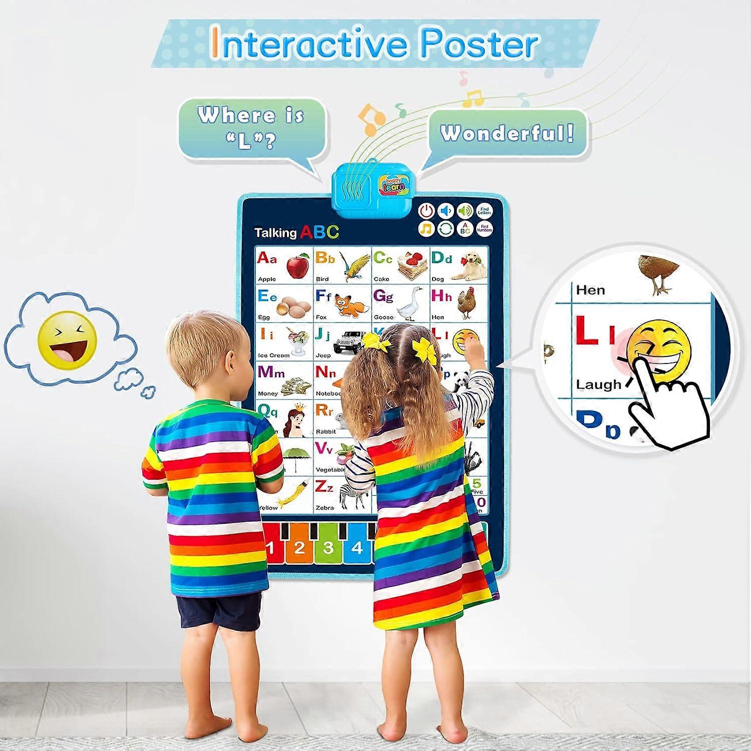 Interactive Alphabet Wall Chart - Learning ABC, 123, Music Poster ...