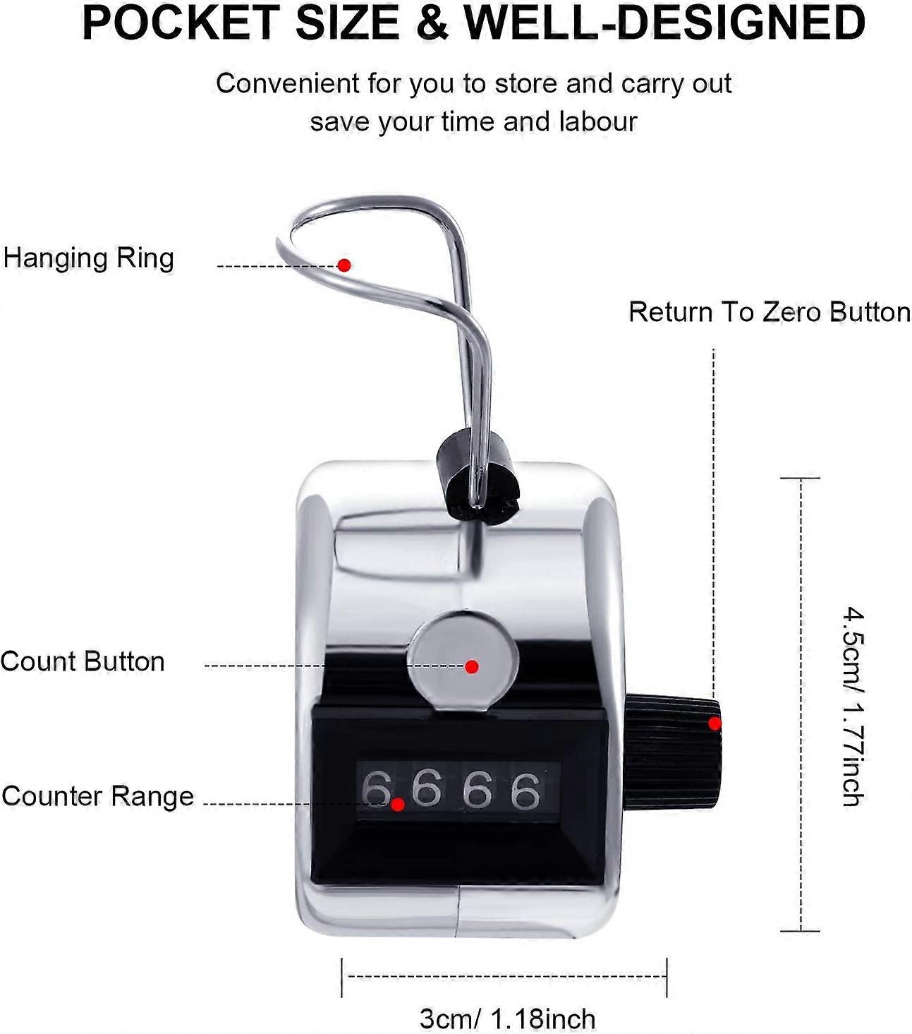 4-Digit Hand Count Counter Hand Counter Metal Mechanical Palm Counter ...