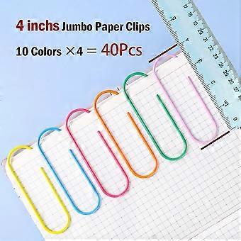 Jumbo Paper Clips, 40 Large 4" Paper Clip Clips - Vinyl Coated Colorful ...