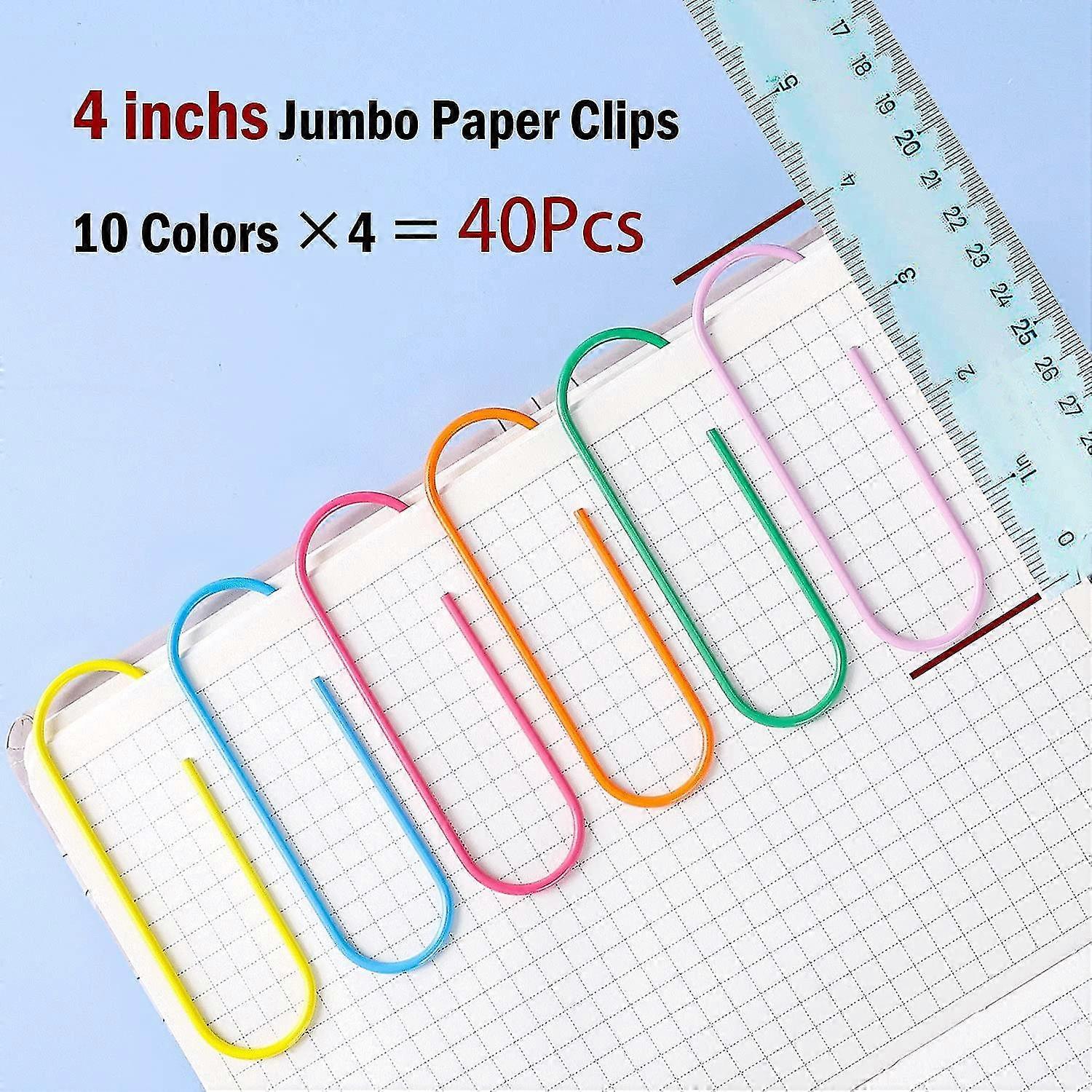 Jumbo Paper Clips, 40 Large 4" Paper Clip Clips - Vinyl Coated Colorful ...