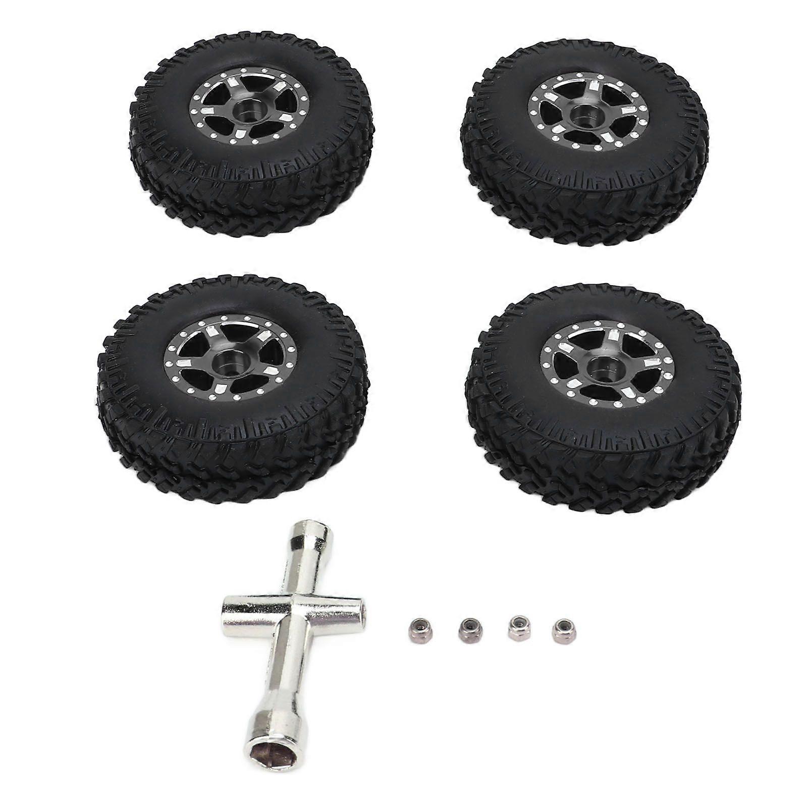 4Pcs RC Tires Set Aluminum Alloy Rubber Screw Nut Small Cross Sleeve RC Accessories for Axial ...