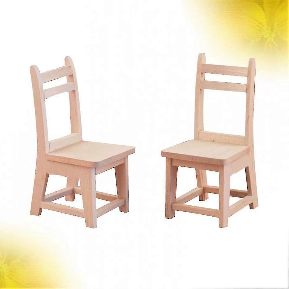 2 Pcs Kids Wooden Chair Miniature Chair Figurines Wooden Ornament Mini ...