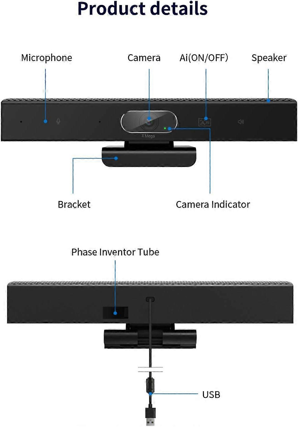 Conference Microphone 2K Webcam 3-in-1 HD Video Conference Camera with ...