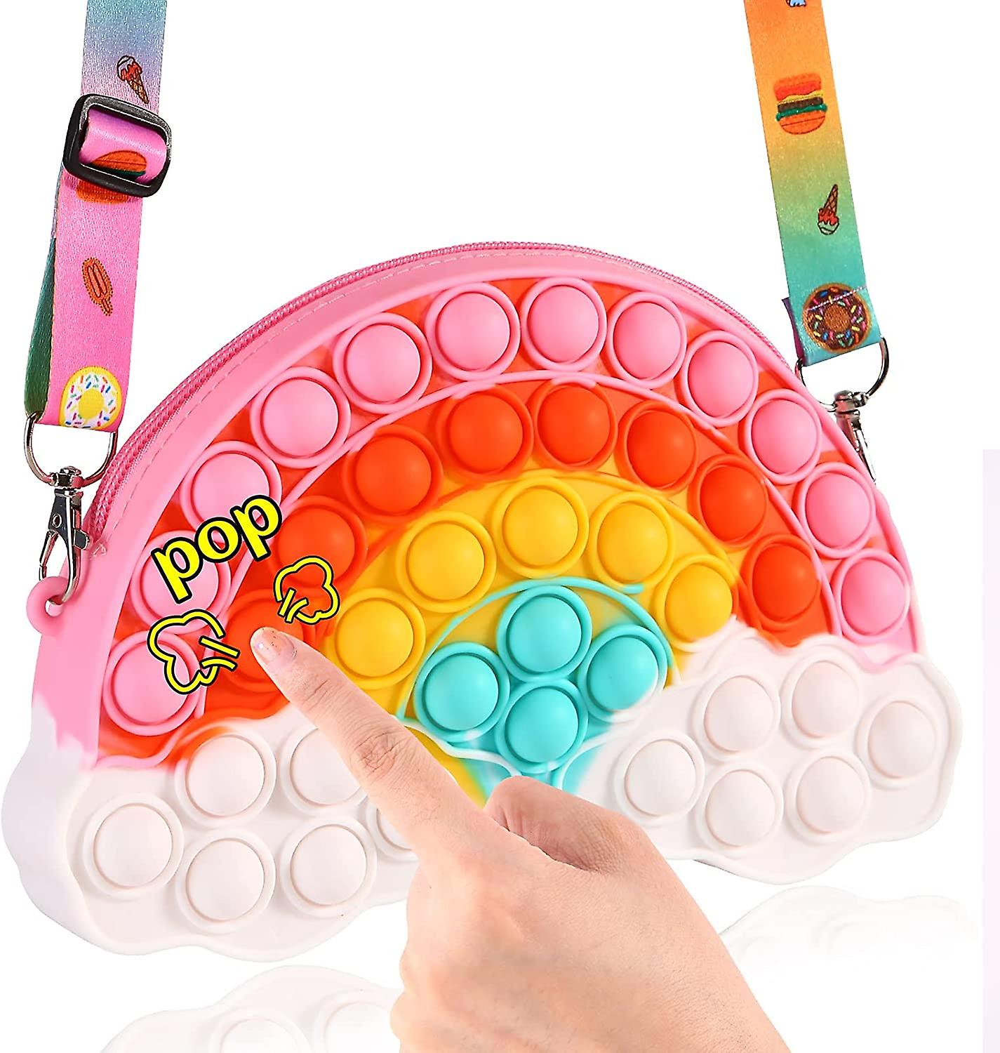 Pop Purse Fidget Toy For Girls, Rainbow Pop Fidget Bag Christmas Party ...