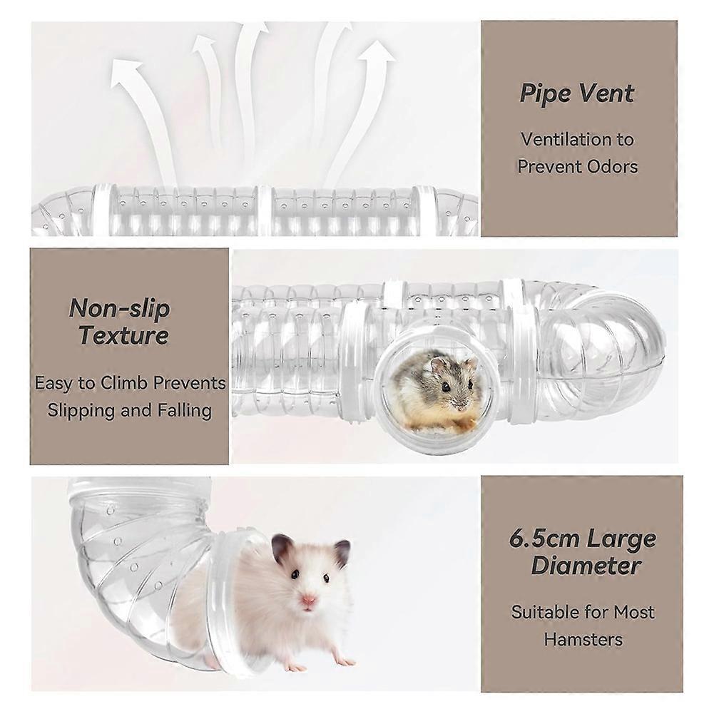 8 PCS Hamster Tunnel Kit,Transparent Curved Pet Cage Tube Set Dwarf ...