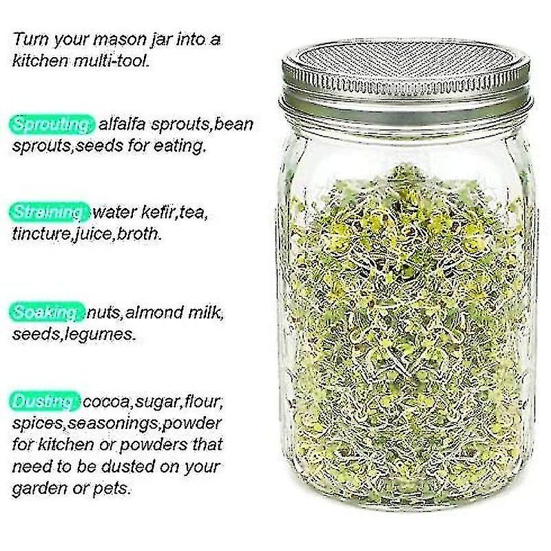 4-pack Stainless Steel Sprout Jar Lid Kit For Excellent Ventilation ...