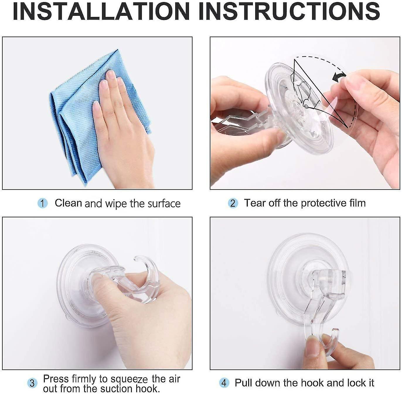 Numb Set Of 4 Wall Suction Cup Hook Bathroom Towel Holder Suction Cup ...