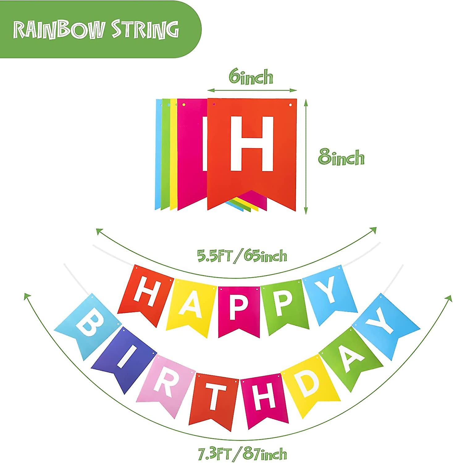 Rainbow Happy Birthday Banner Happy Birthday Sign Multicolor Birthday ...