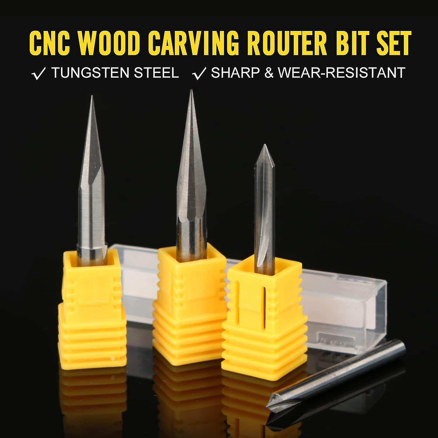 Cnc Router Bits Set 1/4 , Engraving Wood Carving Router Bit 6mm & 4mm ...