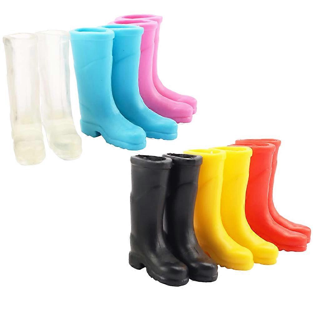 6 Pairs of Mini Rain Boots Mini House Ornaments Small Rain Shoe ...