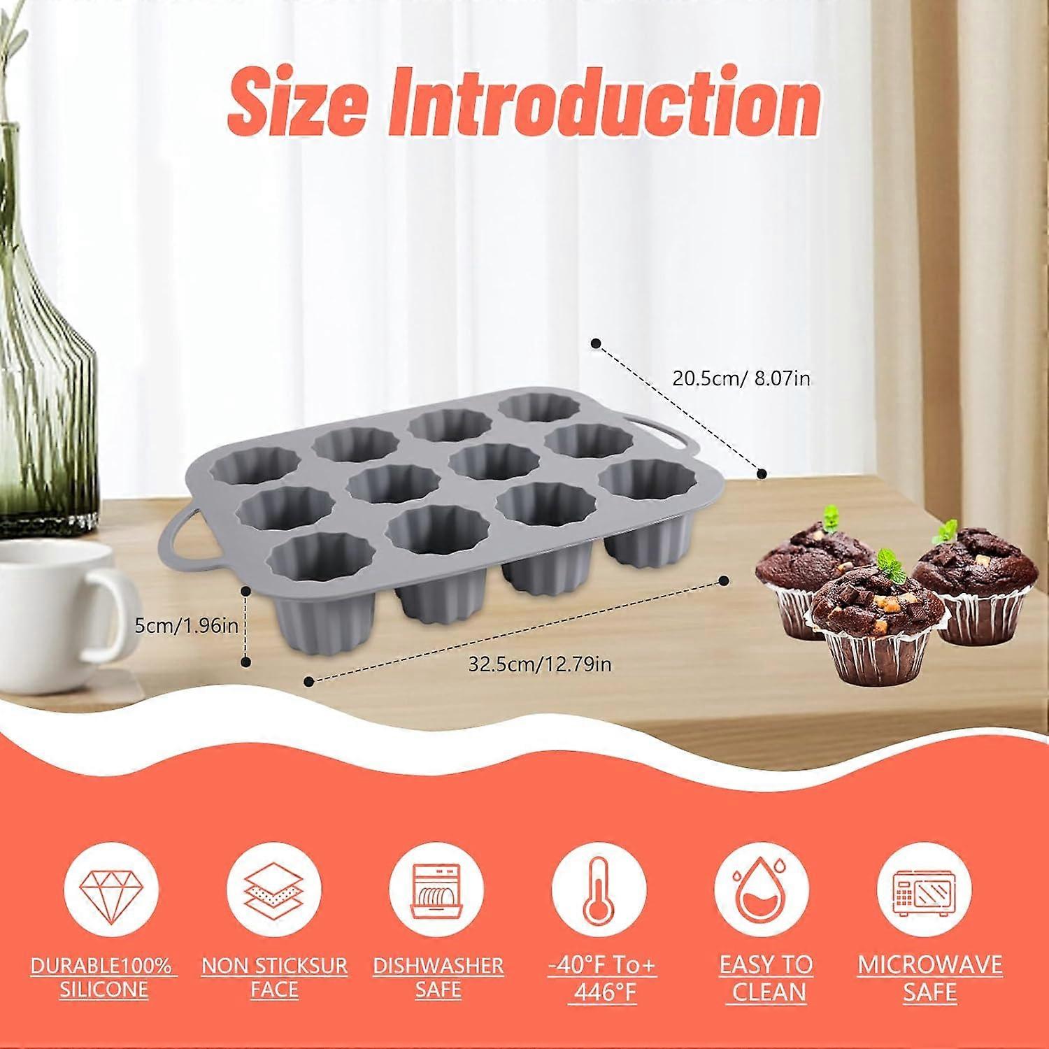 Pack of 4 Silicone Muffin Molds, 12 Cups Muffin Cases, Cupcake Baking ...