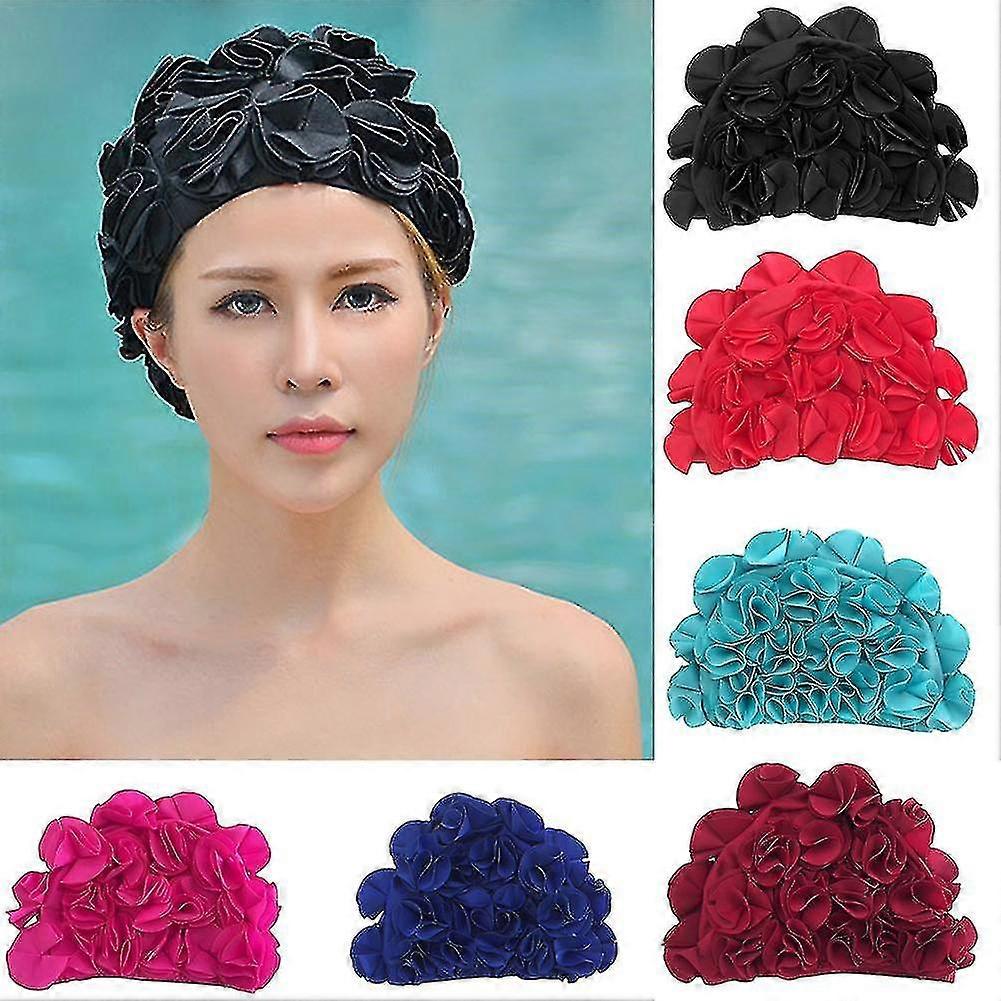 Women Swimming Cap New Elastic Nylon Fabric Protect Ears Long Hair ...