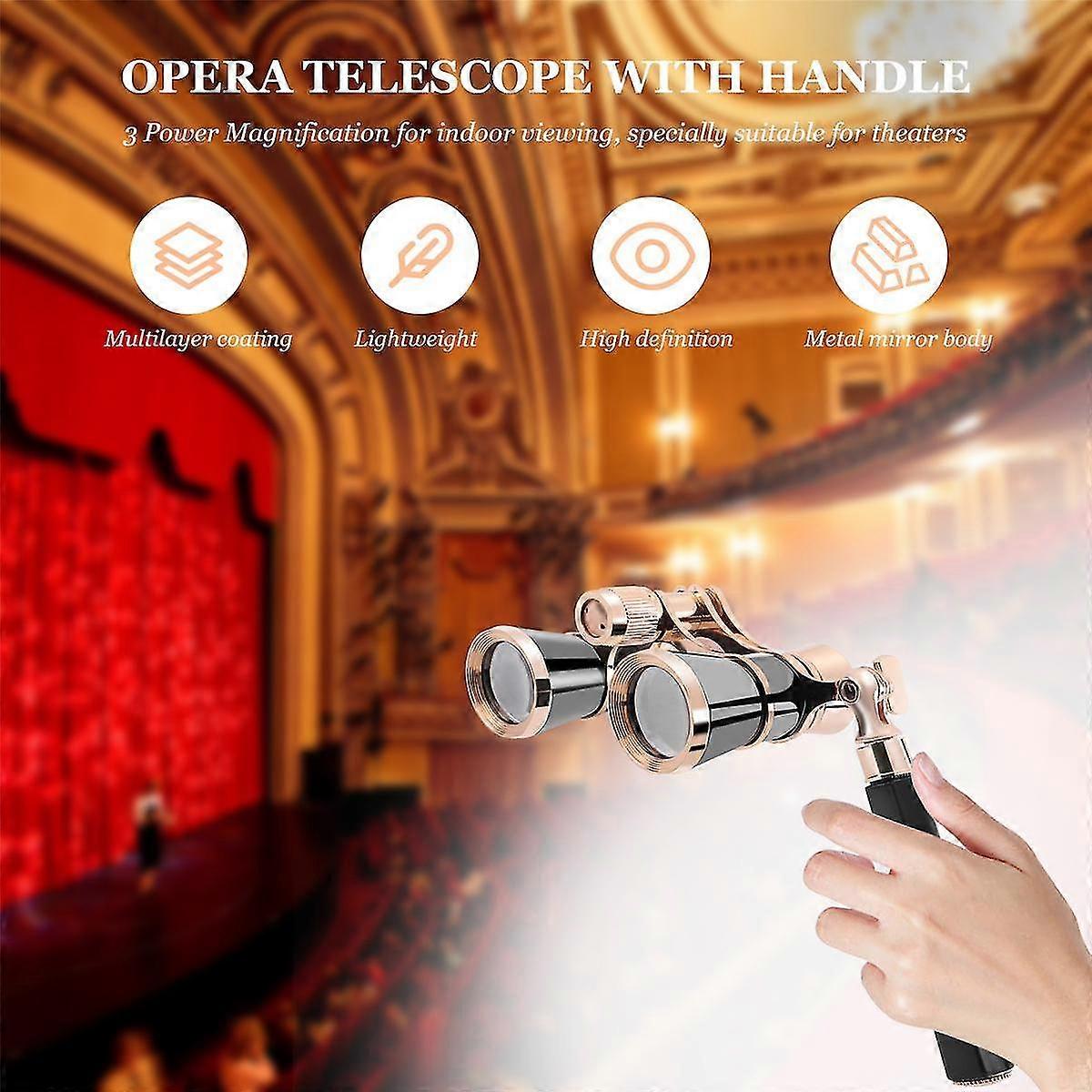 Black 3x25 Opera Binocular Coated Lens Telescope Opera Glasses Coated ...