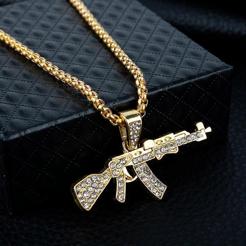 Hip Hop Jewelry AK-47 Gun Pendant Necklace Weapon Necklace Crystal ...